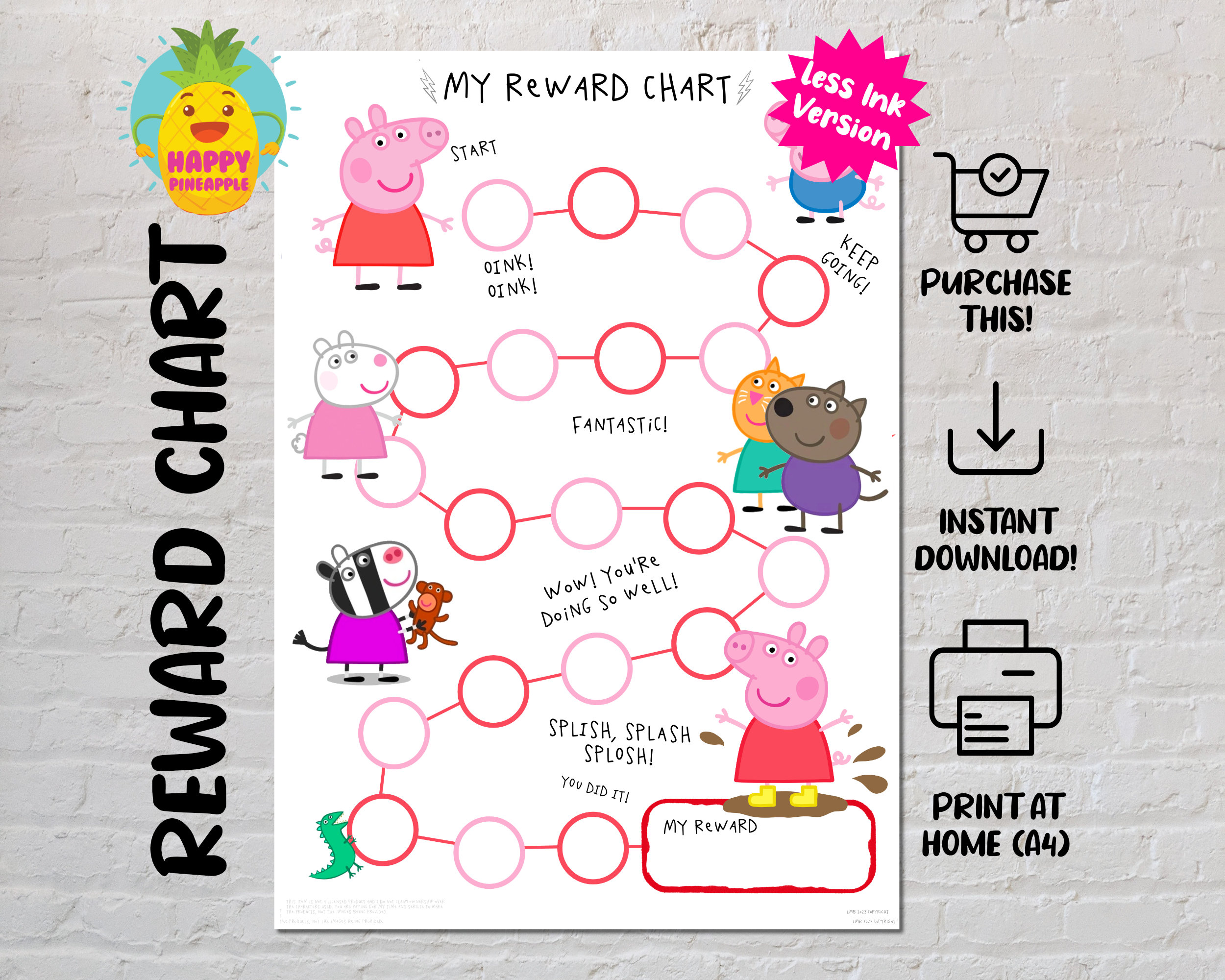 Peppa Pig Reward Chart for Kids, Chore Chart, Behaviour Chart, Digital ...