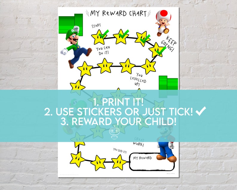 Super Mario Reward Chart for Kids, Chore Chart, Behaviour Chart ...