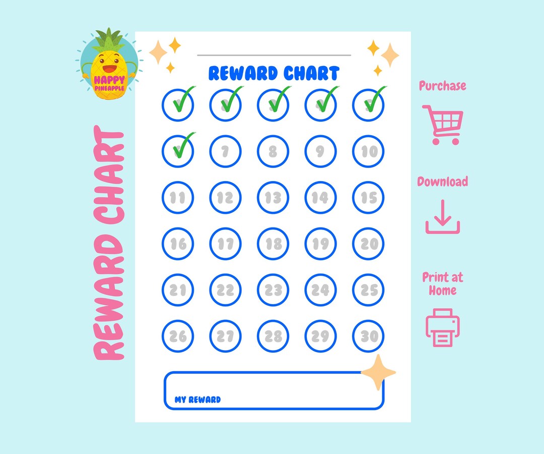 Blue School Reward Chart | Printable Behavior Chart | Daily Chore Chart ...