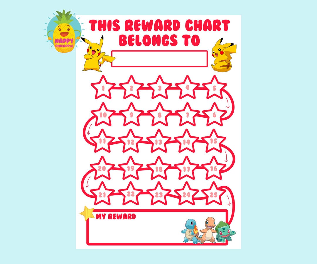 Pokemon Reward Chart Printable Pokemon Behavior Chart Daily Chore Chart ...