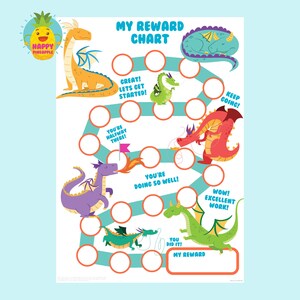 Dragons Colorful Reward Chart for Kids, Chore Chart, Behaviour Chart ...