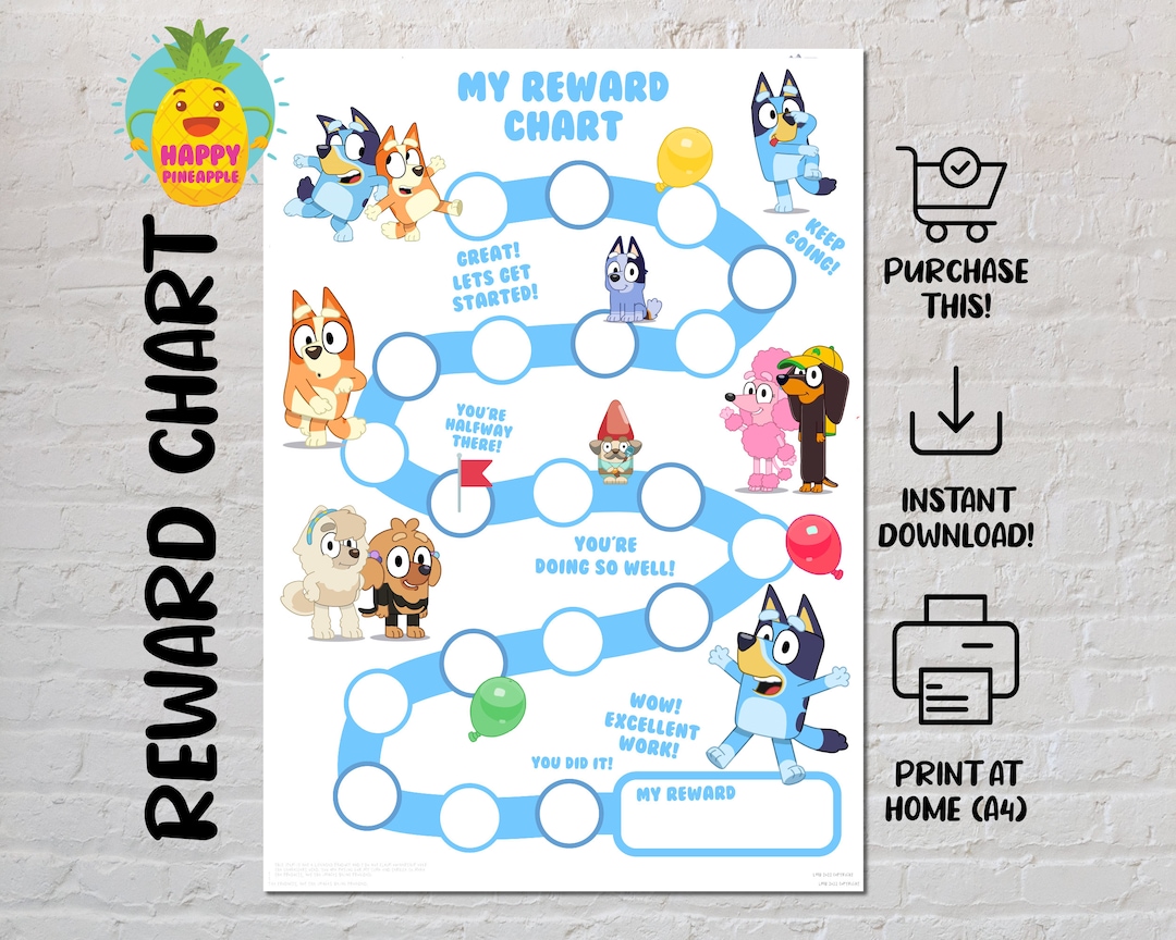 Bluey Reward Chart Printable Behavior Chart Daily Chore Chart Kids ...
