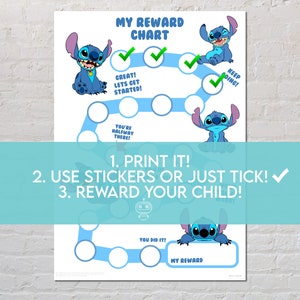 Stitch Reward Chart for Kids, Chore Chart, Behaviour Chart, Digital ...