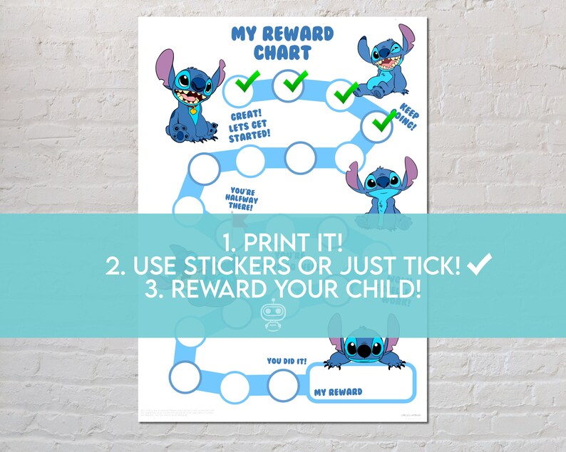 Stitch Reward Chart for Kids, Chore Chart, Behaviour Chart, Digital ...