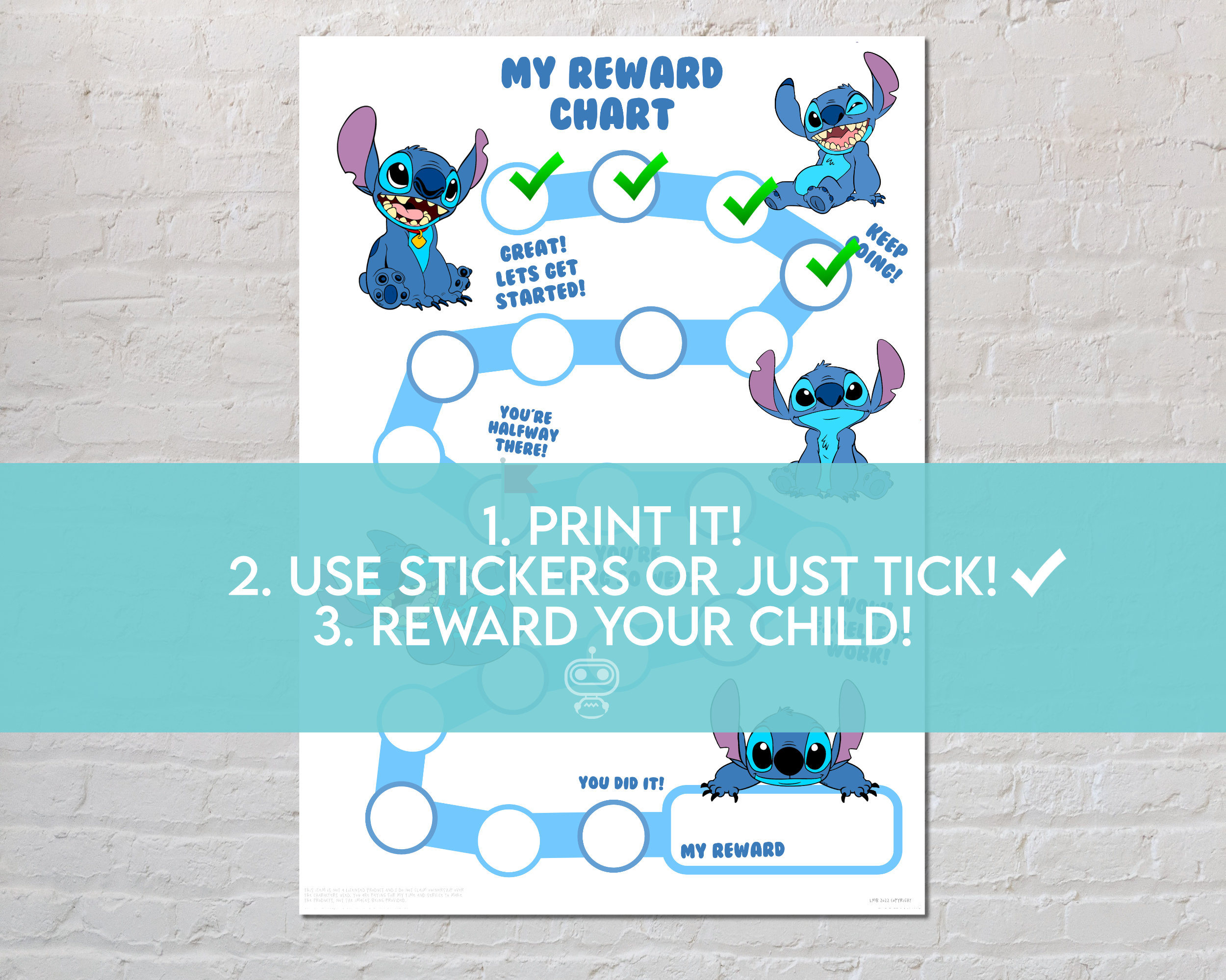 Stitch Reward Chart for Kids, Chore Chart, Behaviour Chart, Digital ...