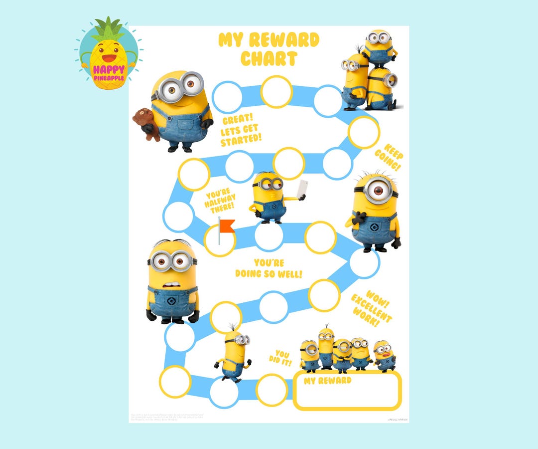Minions Reward Chart for Kids, Chore Chart, Behaviour Chart, Digital ...