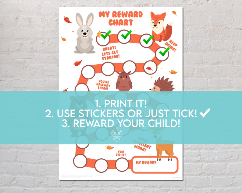 Autumn Animals Fox Hedgehog Rabbit Reward Chart for Kids - Etsy