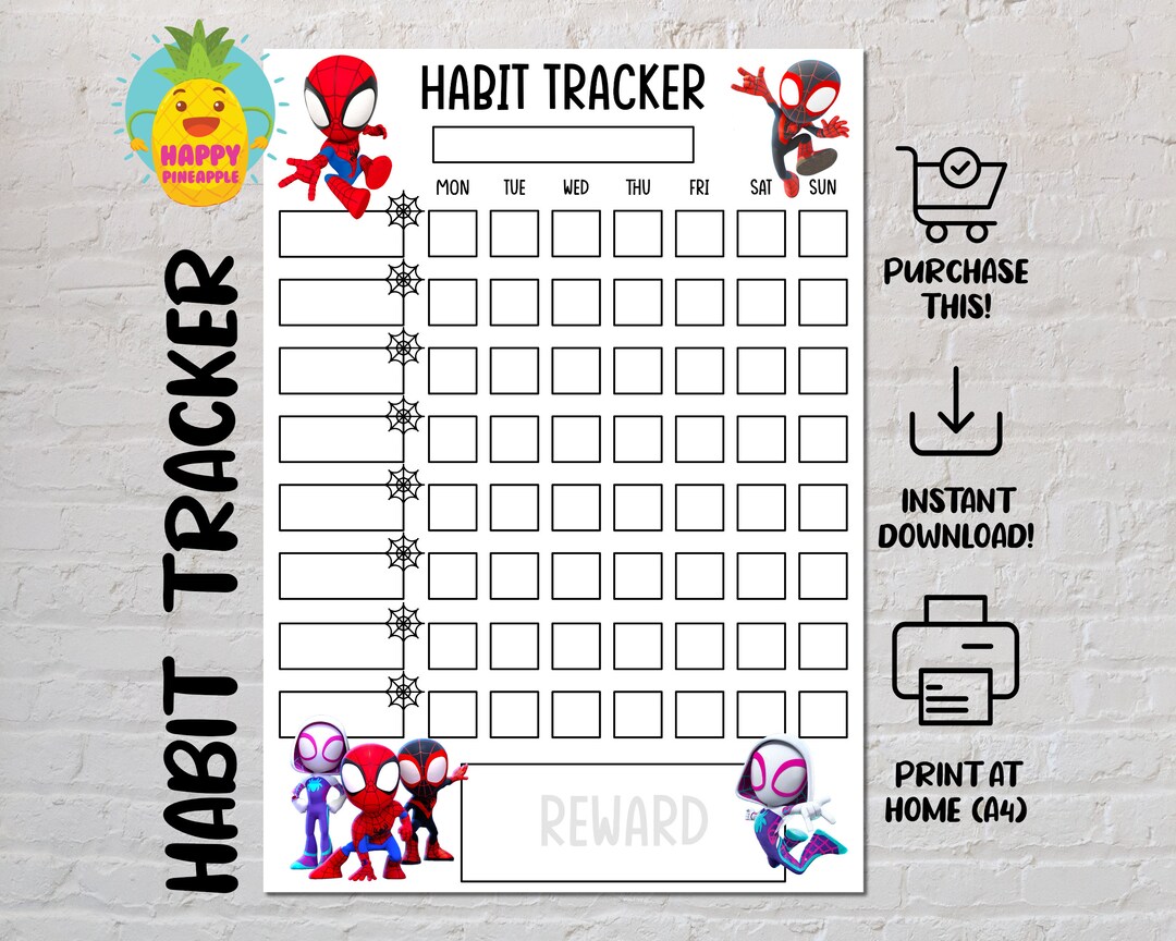 Spidey and His Amazing Friends Routine Reward Chart for Kids, ADHD ...