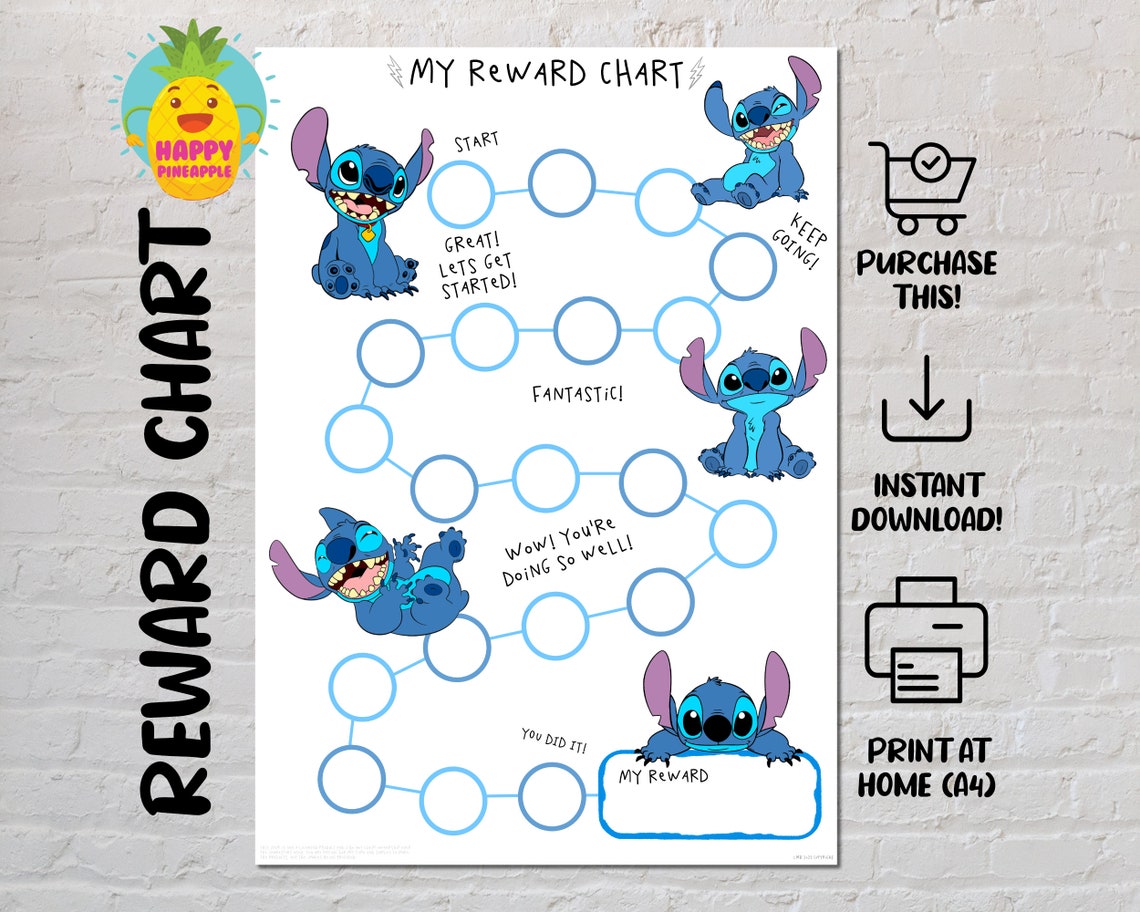 New Stitch Reward Chart for Kids, Chore Chart, Behaviour Chart, Digital ...