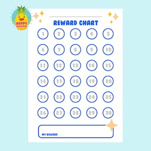Blue School Reward Chart | Printable Behavior Chart | Daily Chore Chart ...