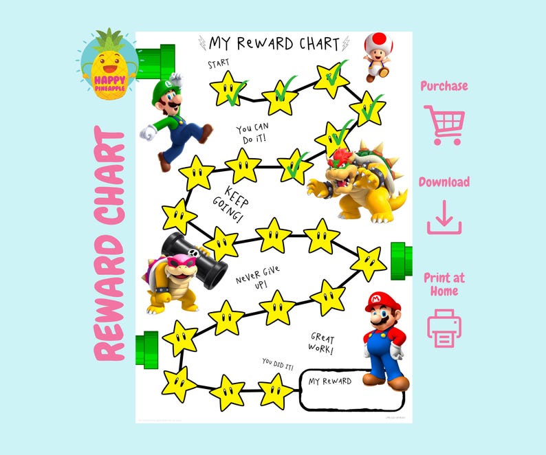SUPER MARIO Reward Chart | Printable Mario Behavior Chart | Daily Chore ...