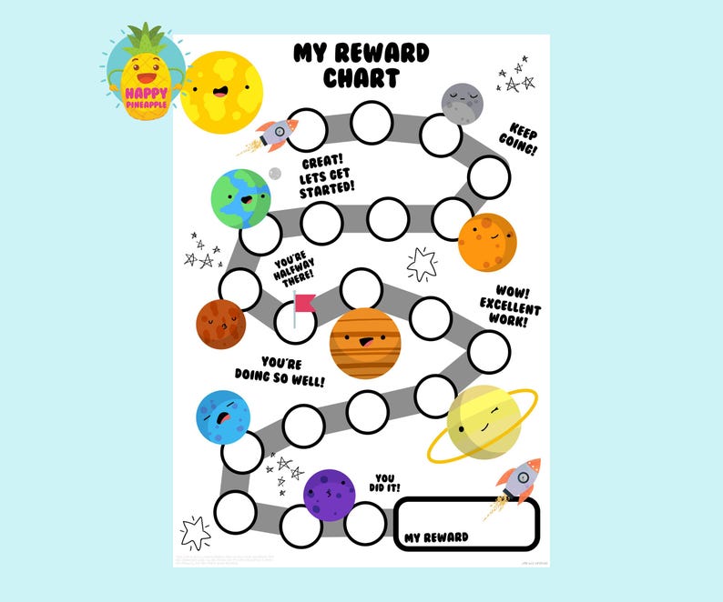 Space Themed Reward Chart for Kids, Chore Chart, Behaviour Chart ...