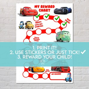 Cars Pixar Reward Chart for Kids, Chore Chart, Behaviour Chart, Digital ...