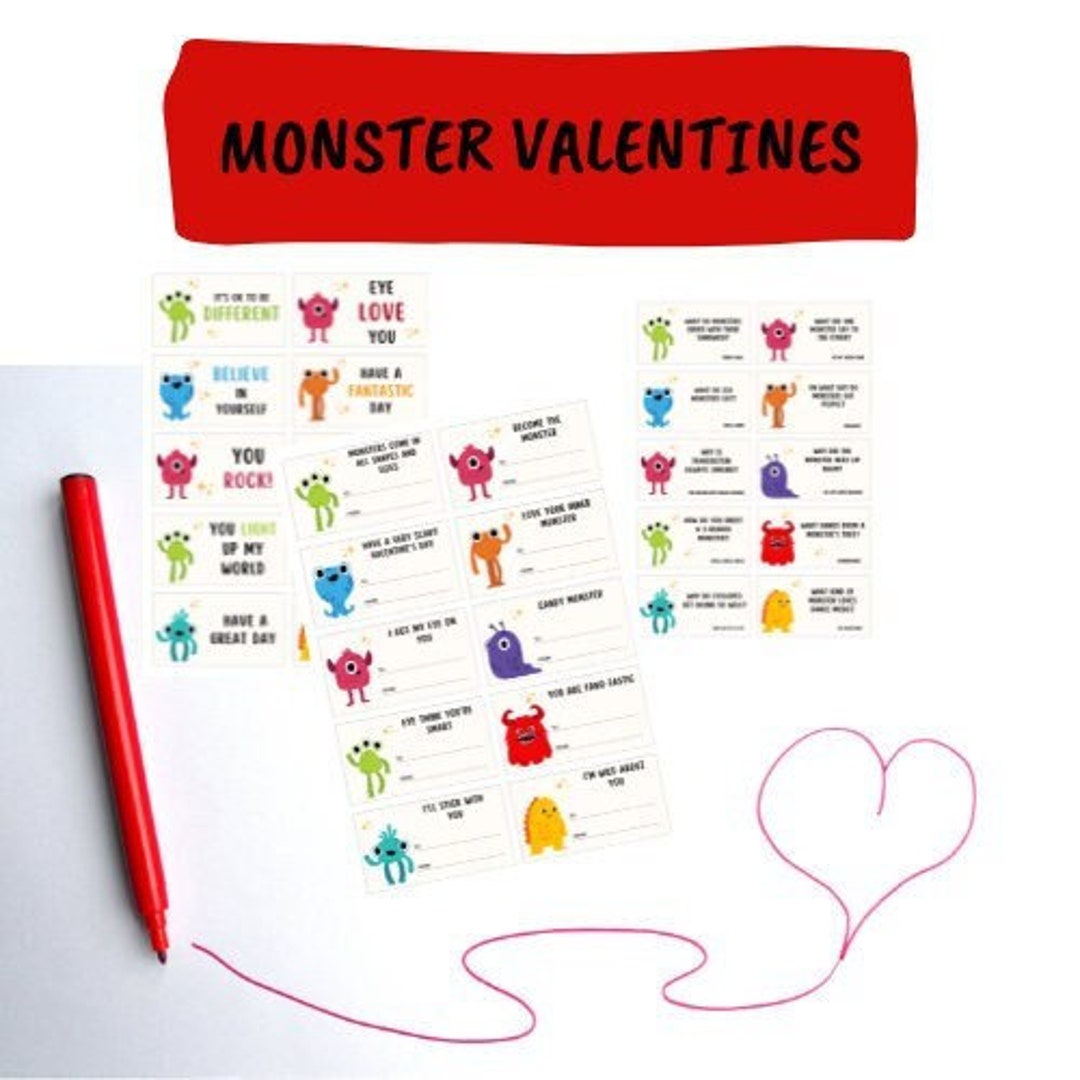 Monster Valentine Cards - Etsy