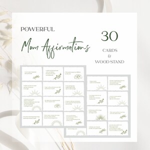 Powerful Mom Affirmations Cards With Wood Stand, 30 Deckled Edges Cards ...