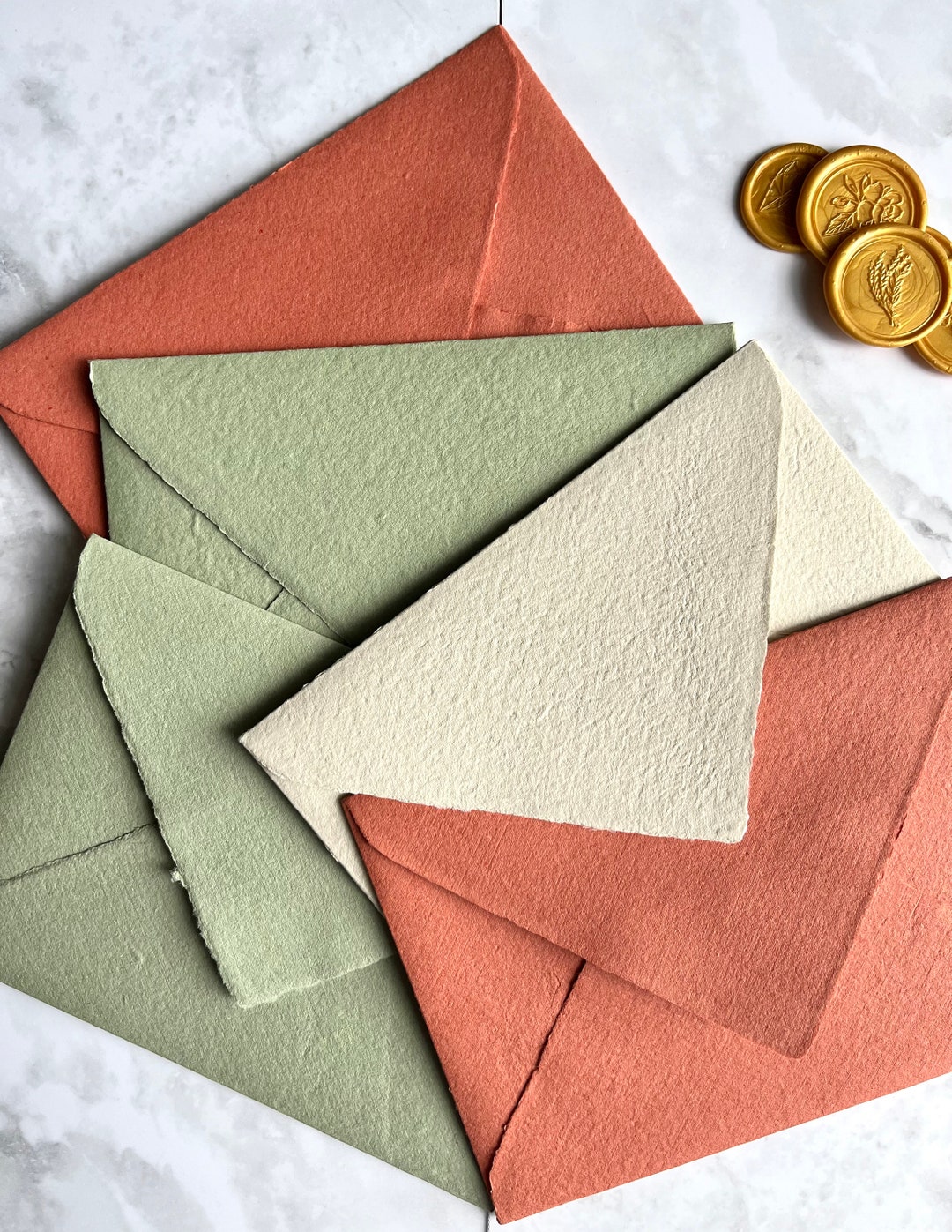 5 Mixed Color Envelopes Set, Recycled Paper Envelopes, Handmade Paper ...