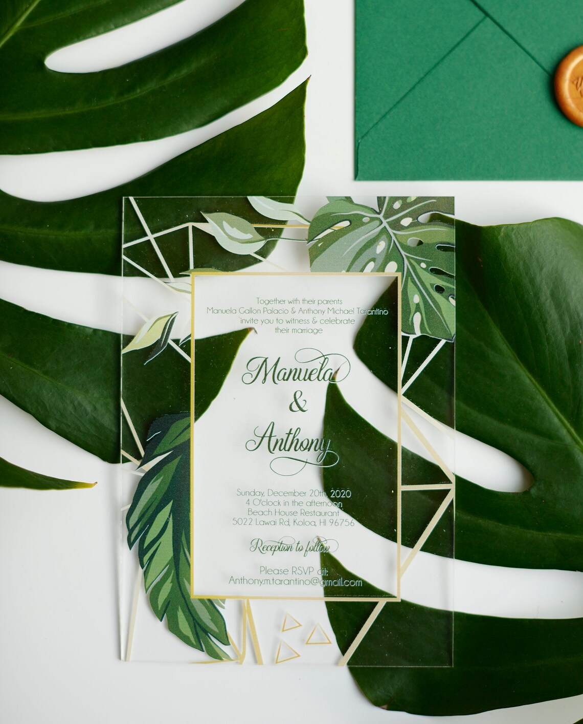 Clear Acrylic Invitations Tropical Acrylic Invitations - Etsy
