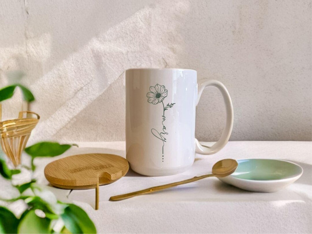 Personalized Birth Flower Mug - Birthday Gift, Custom Birth Month ...