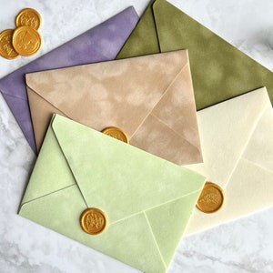 5 Mixed Color Envelope Set With Wax Seals, Invitation Envelopes ...