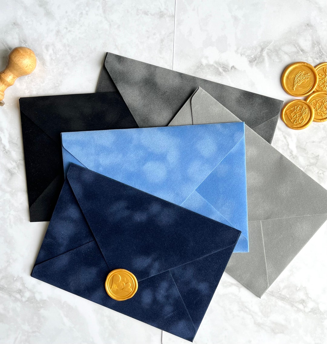 Mixed Color Velvet Envelopes With Wax Seals, A7 Euro Flap Set - Etsy