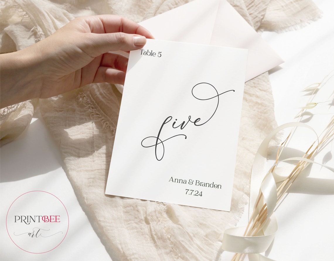 Printed Table Numbers, Elegant Table Numbers, Modern Table Numbers ...