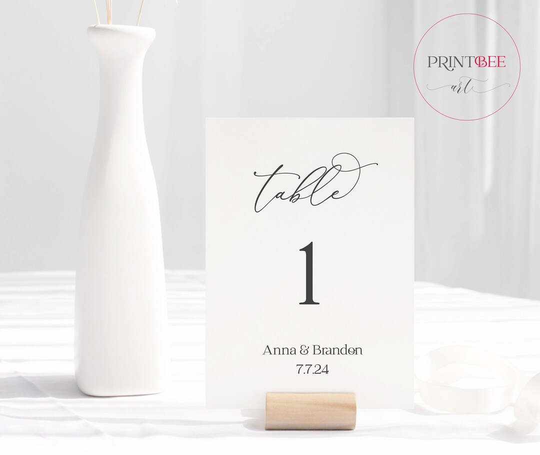 Printed Table Numbers, Elegant Table Numbers, Wedding Table Numbers ...
