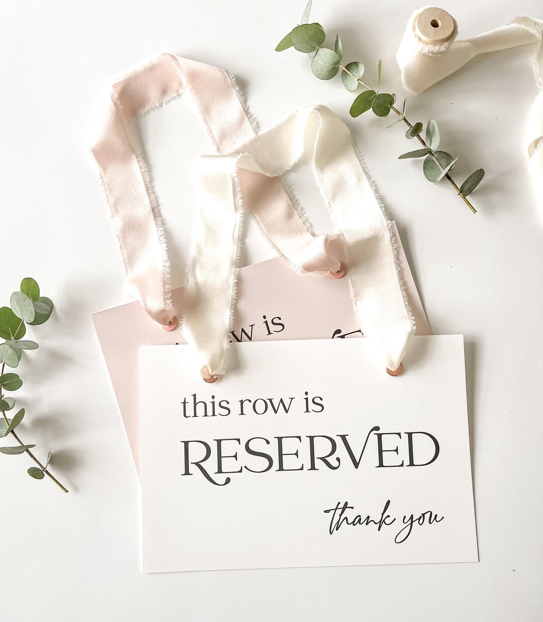Two 2 Reserved Row Sign, Personalized Reserved Row Sign With Ribbon ...