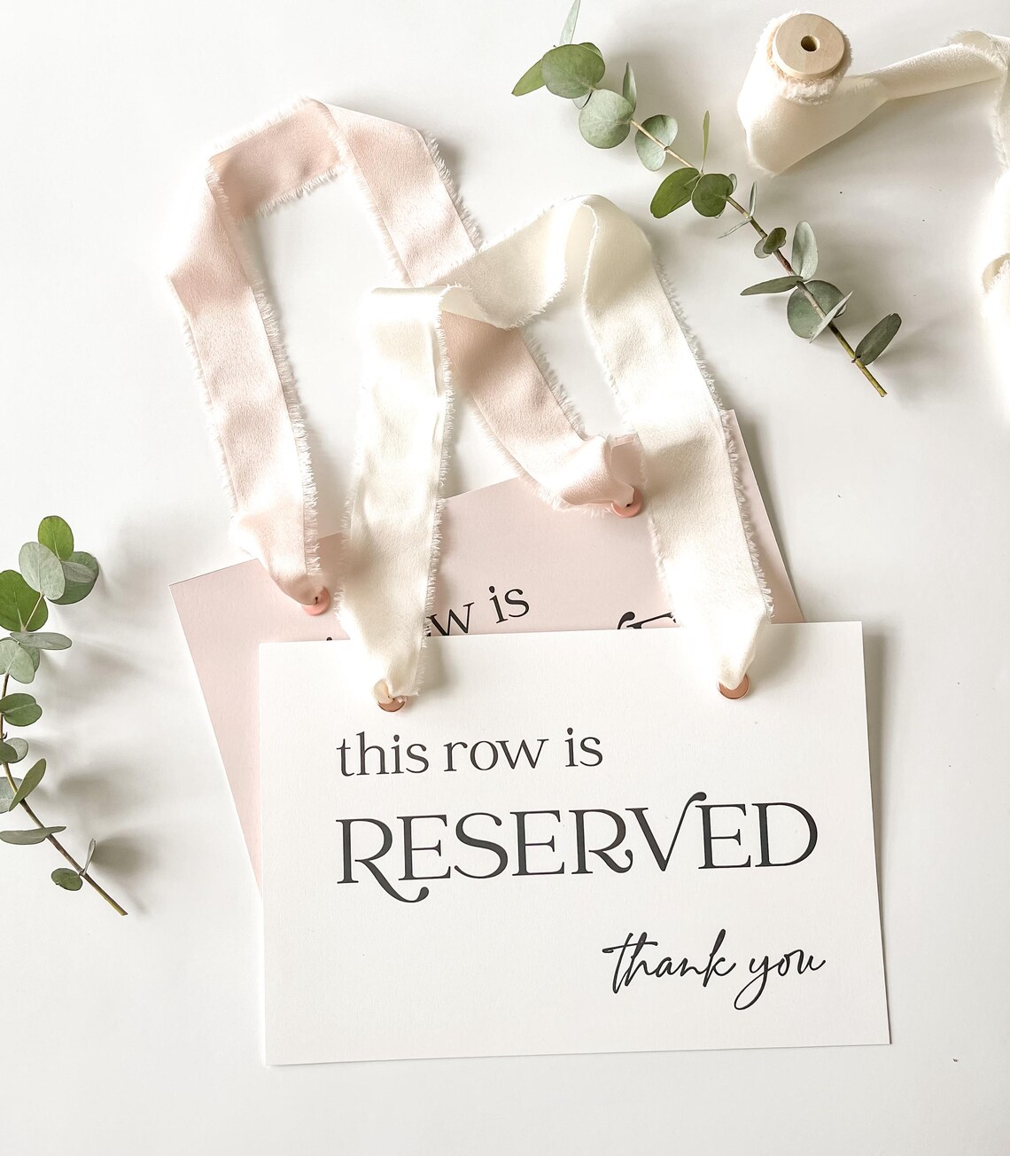 Two 2 Reserved Row Sign, Personalized Reserved Row Sign With Ribbon ...