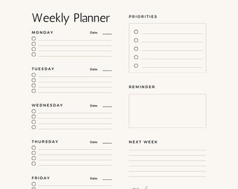 Minimalist Weekly Planner - Etsy
