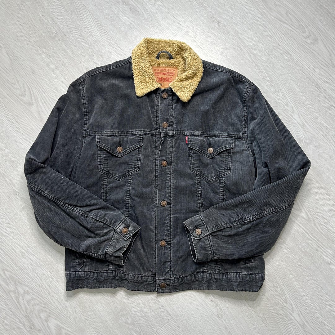 Levis XL Men's Vintage 2000s Sherpa Corduroy Jacket Anthracite / Beige ...