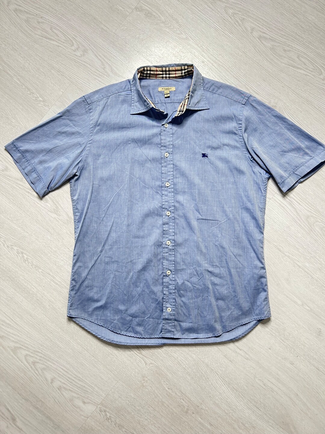 Burberry L-XL Men's Classic Vintage Summer Shirt Light Blue - Etsy