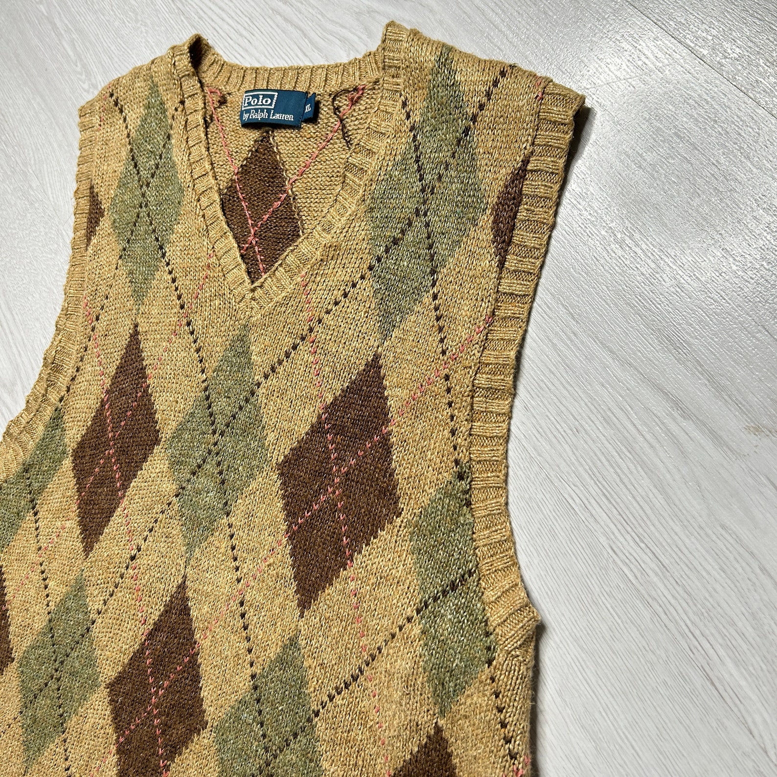 Ralph Lauren XL SILK & LINEN Men's Vintage Sweater Vest Fairisle ...