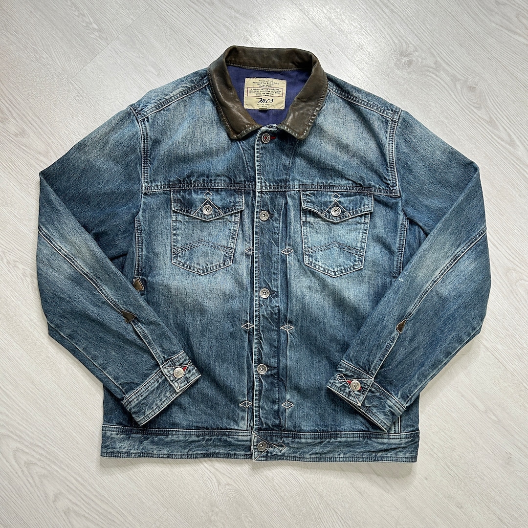 MCS Marlboro Classics (XL-XXL) Men's Vintage Jeans Jacket With Brown ...