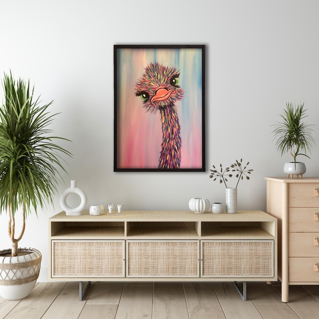 Ostrich Poster, Funny Comedy Animal Art Print, Gift Idea, Wall Art ...