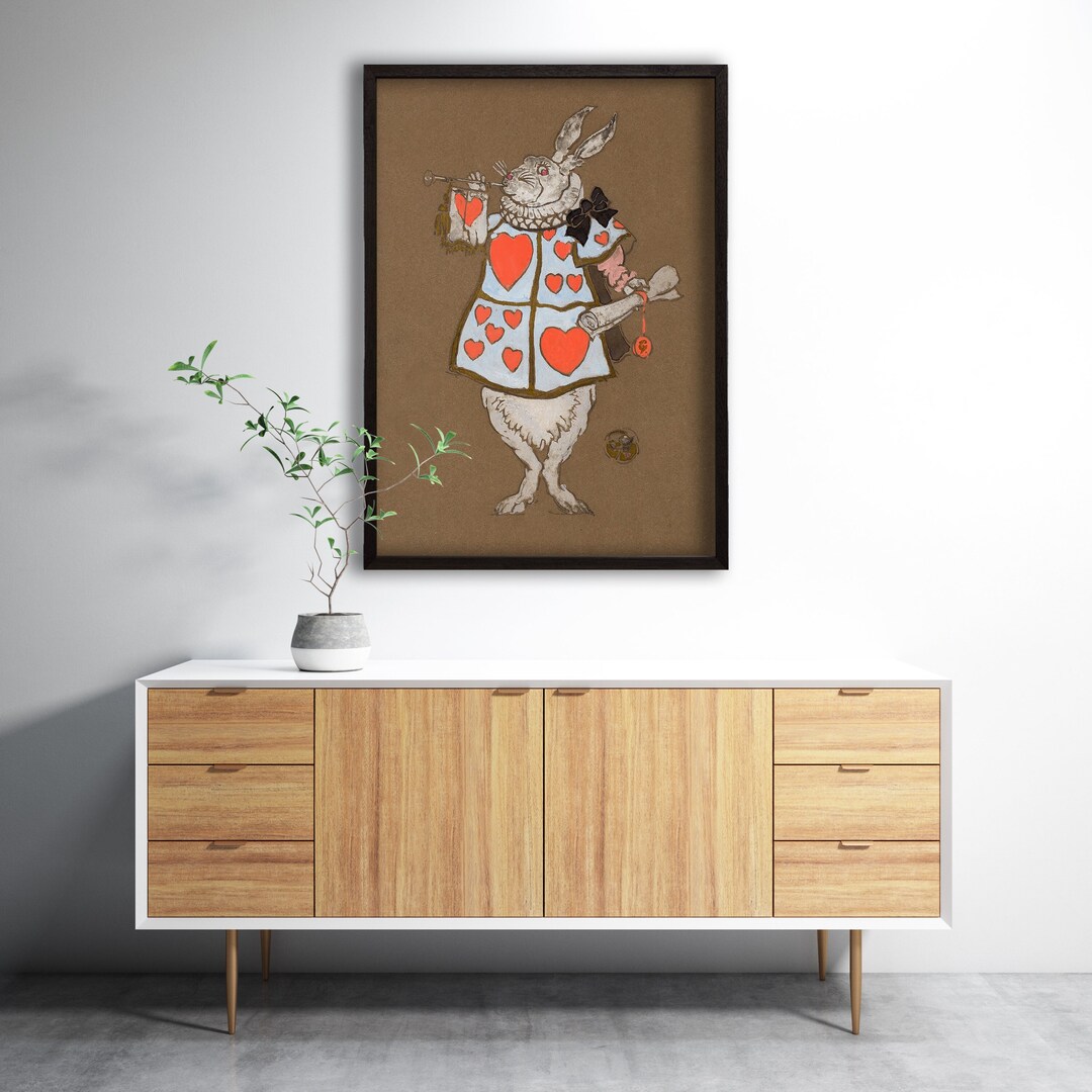 White Rabbit Wall Art Print, Alice in Wonderland Poster, Alice in ...