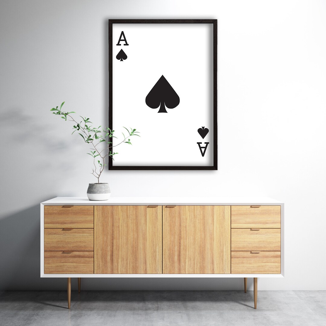 Black Ace Card Poster, Black Ace Poster, Modern Black Art, Trendy Ace ...