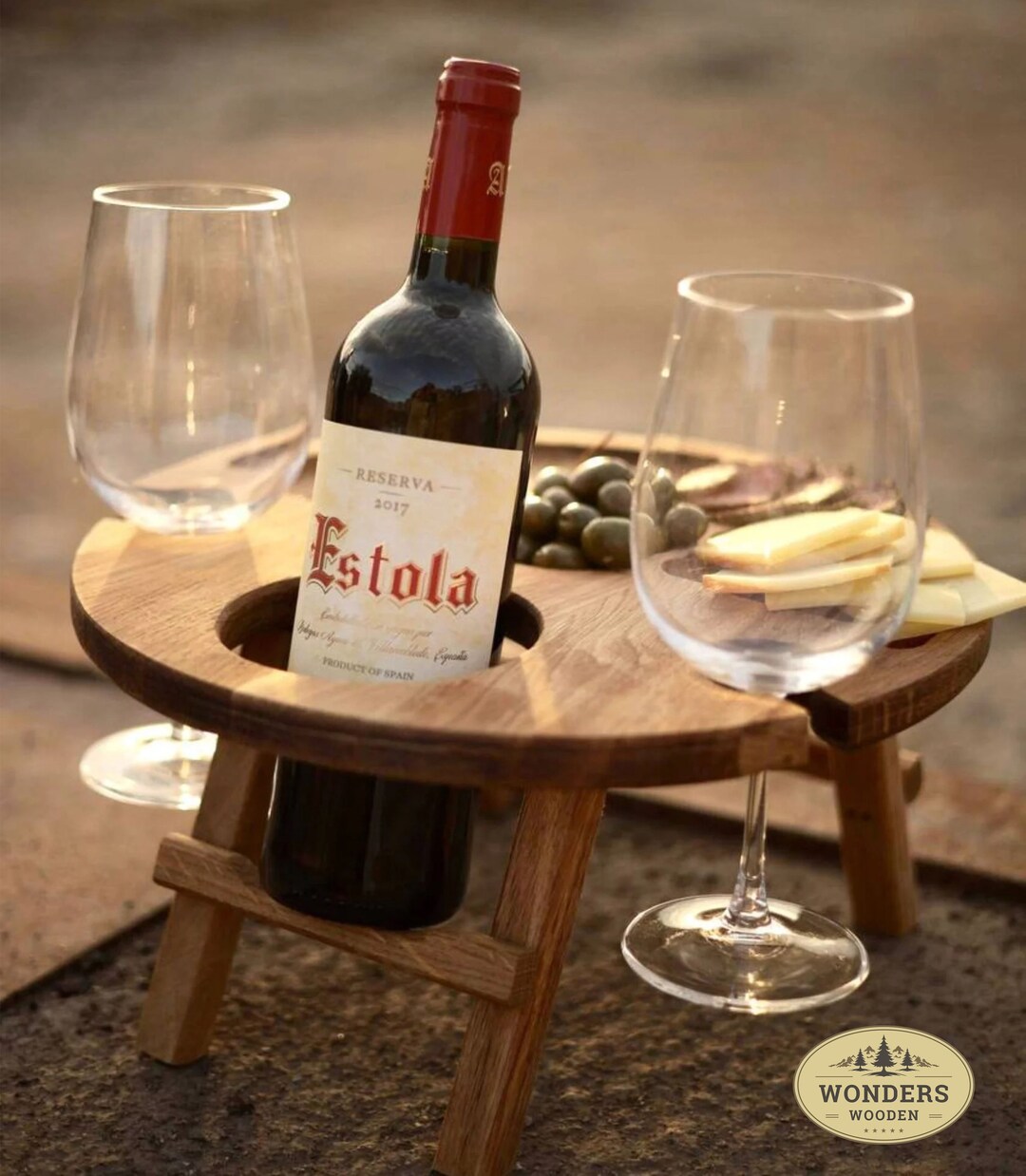 Wine Wooden Portable Table, Folding Bed Tray, Outdoors Serving Picnic ...