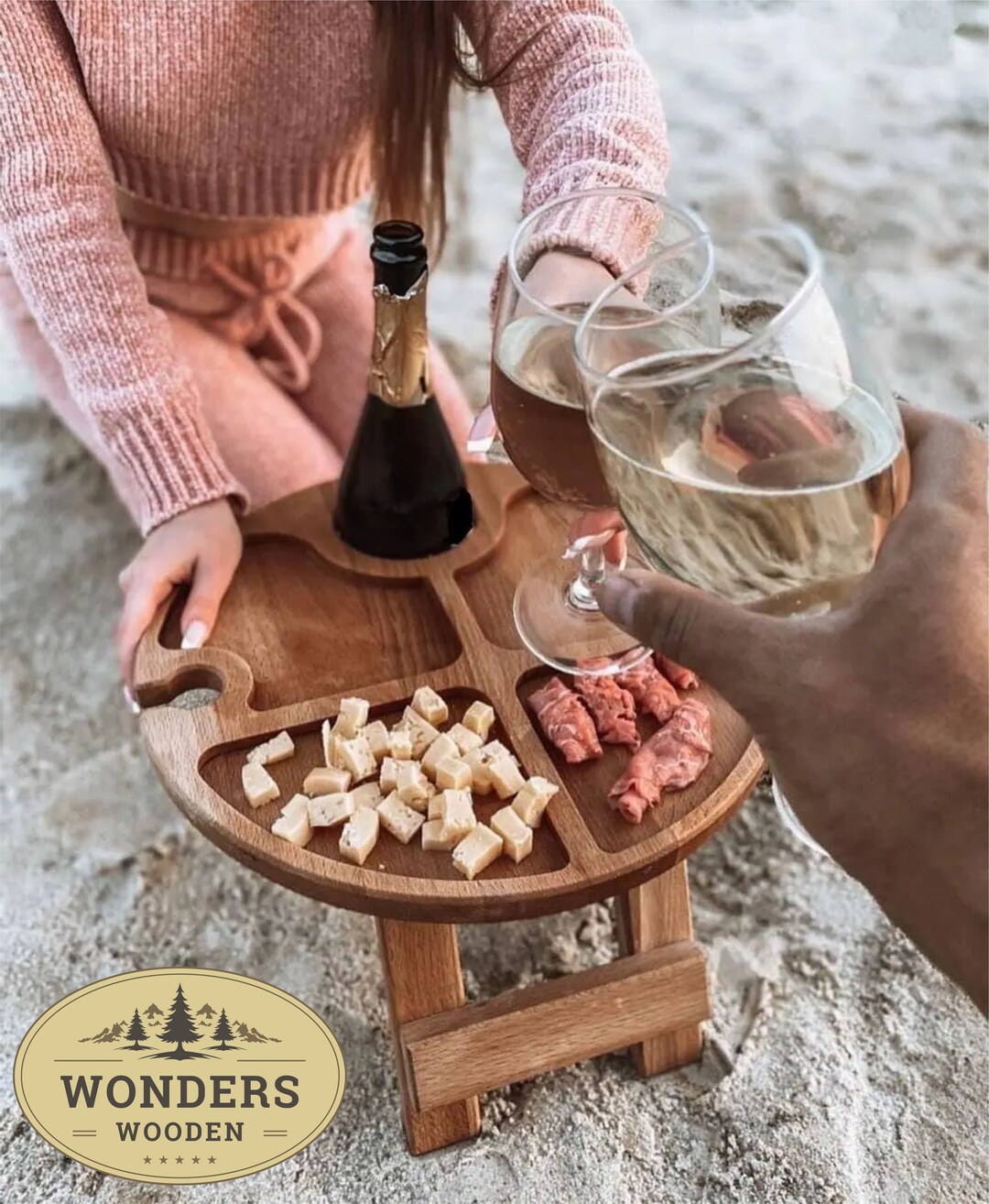 Custom Wine Table, Wine Lover Gift, Portable Wine Mini Picnic Table ...