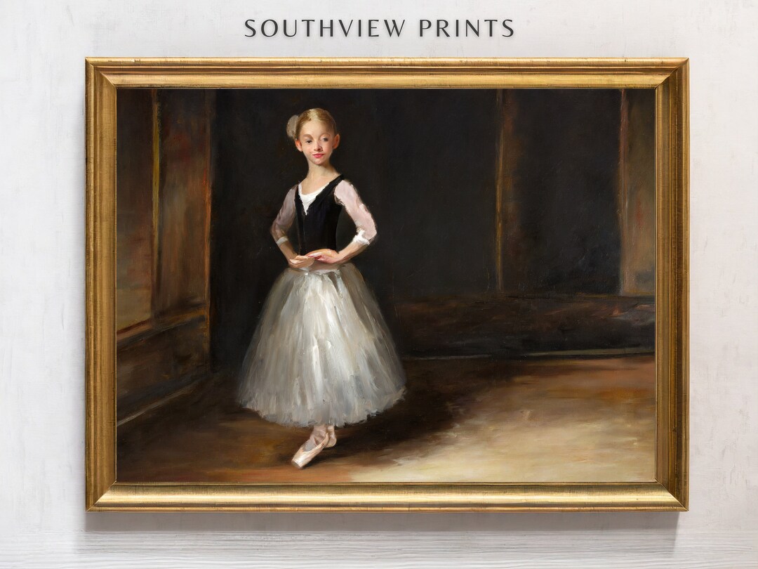PRINTABLE ART Ballerina Vintage Oil Painting, Old Antique Grey ...