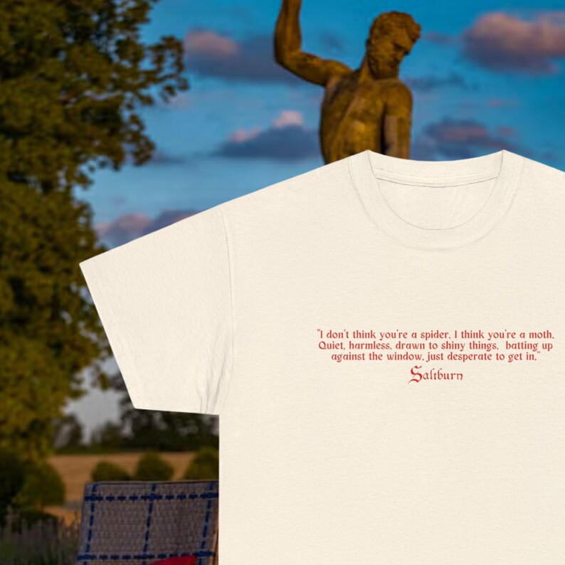 Saltburn T-shirt Jacob Elordi, Spider Moth Quote Saltburn Movie Tee ...