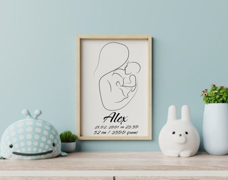 Custom Birth Poster, Baby Line Drawing, Baby Line Drawing, Baby Line ...