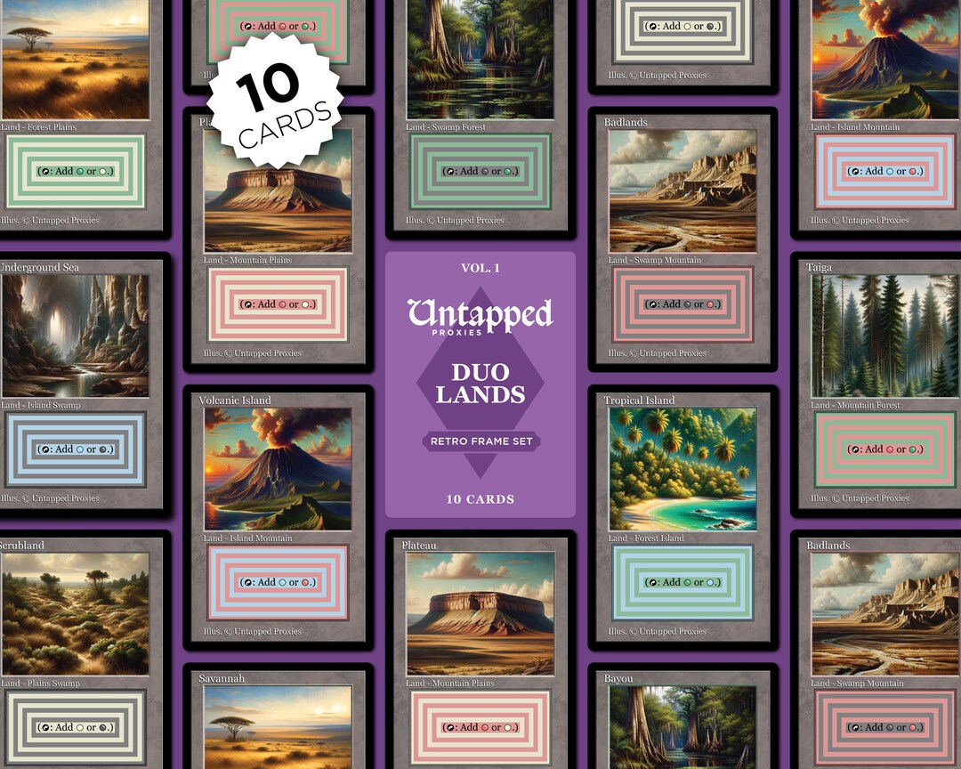 Duo Land Retro Frame Proxy X10 Cards – MTG Altered Art Set - Etsy