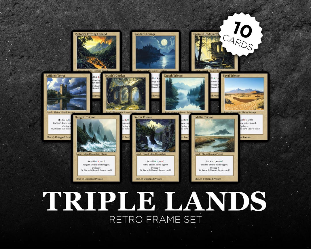Retro Frame Triome Lands - Complete Set, Custom Cards, MTG Proxy ...