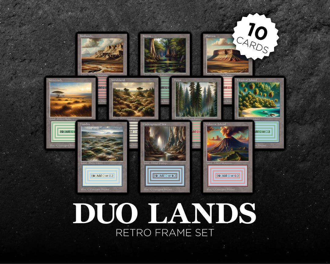 Retro Frame Duo Lands - Complete Set, Custom Cards, MTG Proxy Altered ...