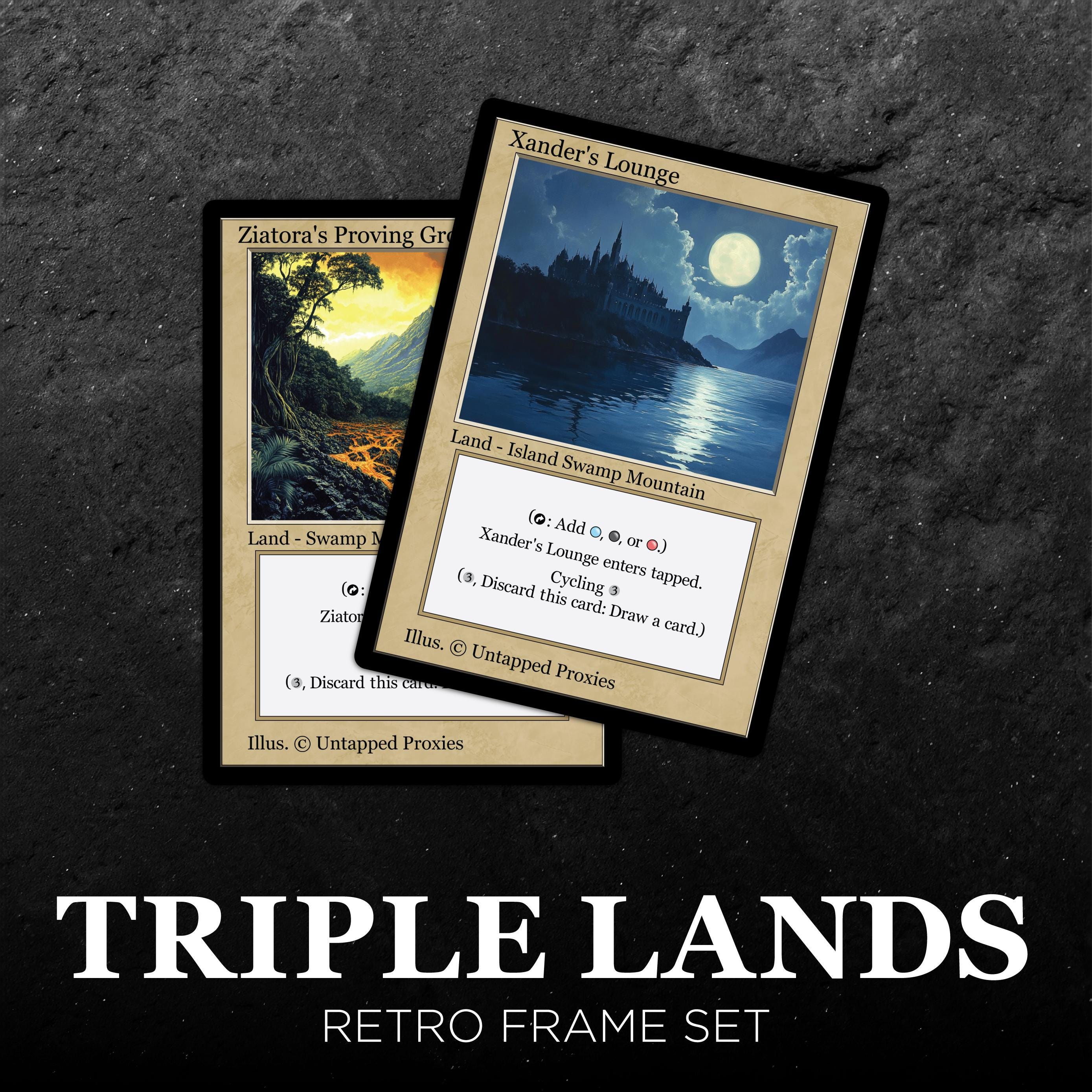 Retro Frame Triome Lands - Complete Set, Custom Cards, MTG Proxy ...