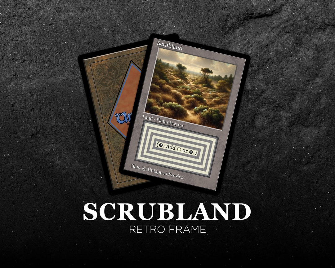 Scrubland Retro Frame Custom Card, MTG Proxy Altered Art 63mmx88mm - Etsy