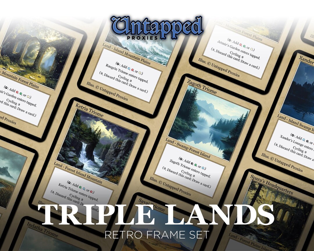 Retro Frame Triome Lands Proxy Cards X10 - Complete Set, Custom Cards, MTG Proxy Altered Art ...