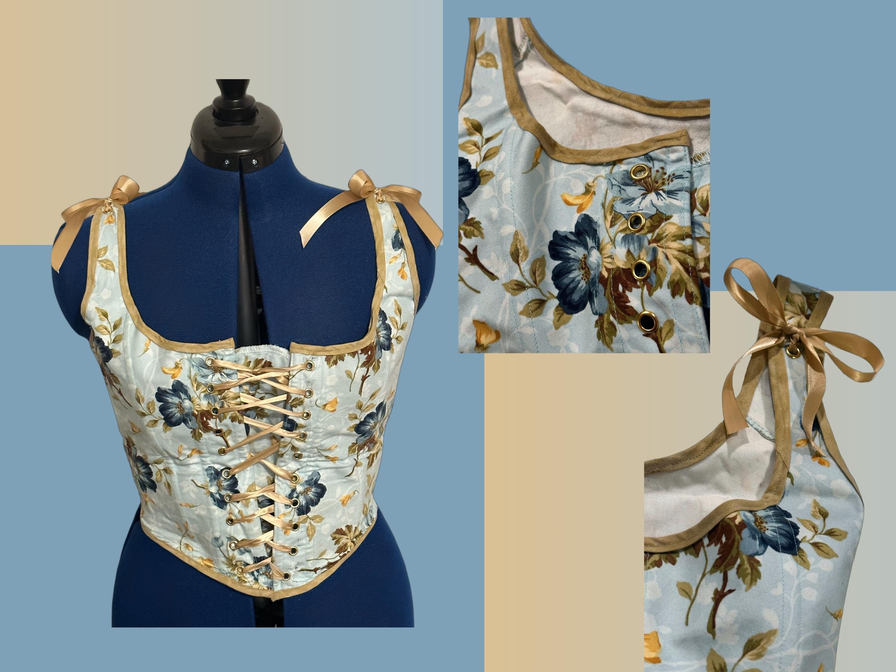 Floral Renaissance Corset Bodice Cottage Core Stays Renaissance Fair ...