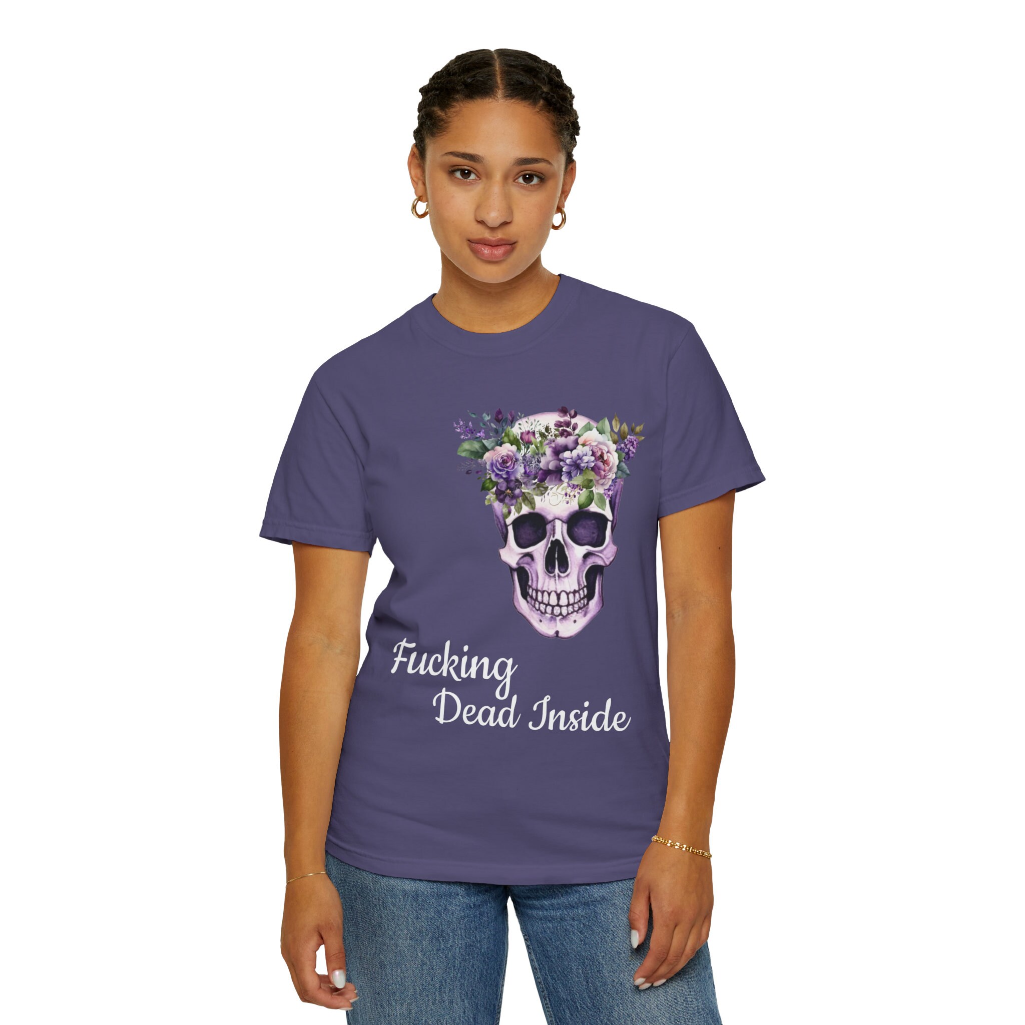 Potty Mouth Dead Inside Tee/floral Skull/grief/dead Inside Skull/ - Etsy
