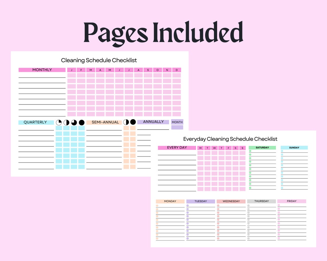 2 Pages EDITABLE Cleaning Checklist, Cleaning Planner, Schedule, ADHD ...